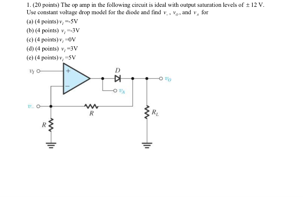 Solved I. (20 points) The op amp in the following circuit is | Chegg.com