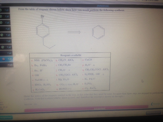 Solved From the table of reagents shown below, show how you | Chegg.com