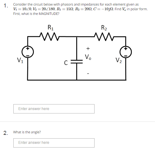 Solved Consider the circuit below with phasors and | Chegg.com