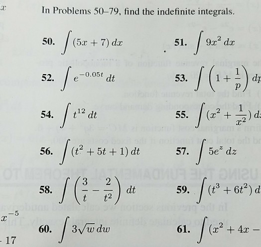 Solved In Problems 50-79, find the indefinite integrals. 50. | Chegg.com