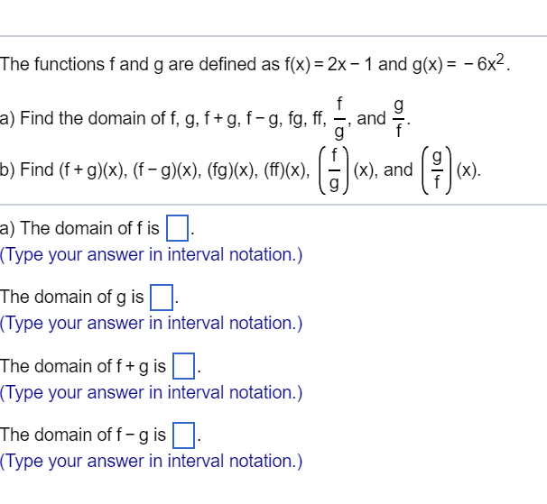 Solved The functions f and g are defined as f (x) = 2x - 1 | Chegg.com