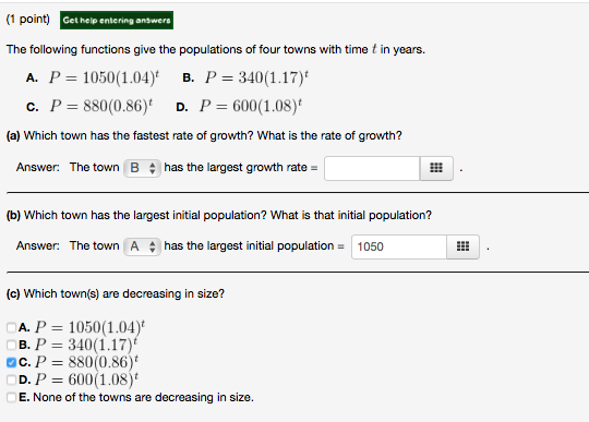 Solved Get help entering answers The following functions | Chegg.com