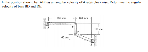 Solved In the position shown, bar AB has an angular velocity | Chegg.com