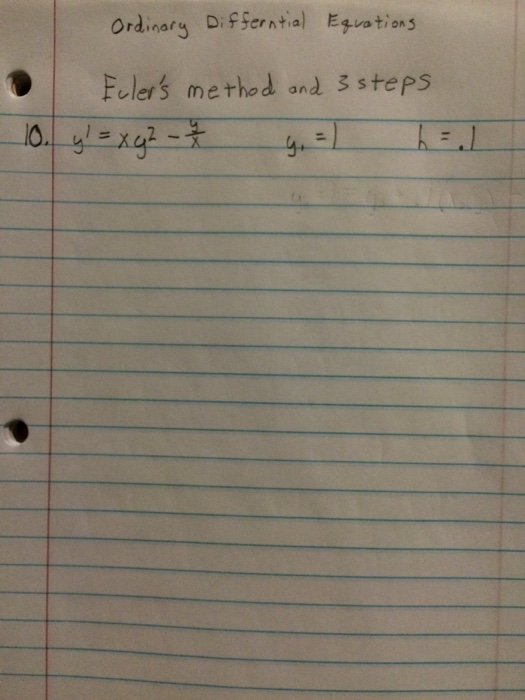 Solved Euler's method and 3 steps y' = xy^2 - y/x y_1 = 1 | Chegg.com