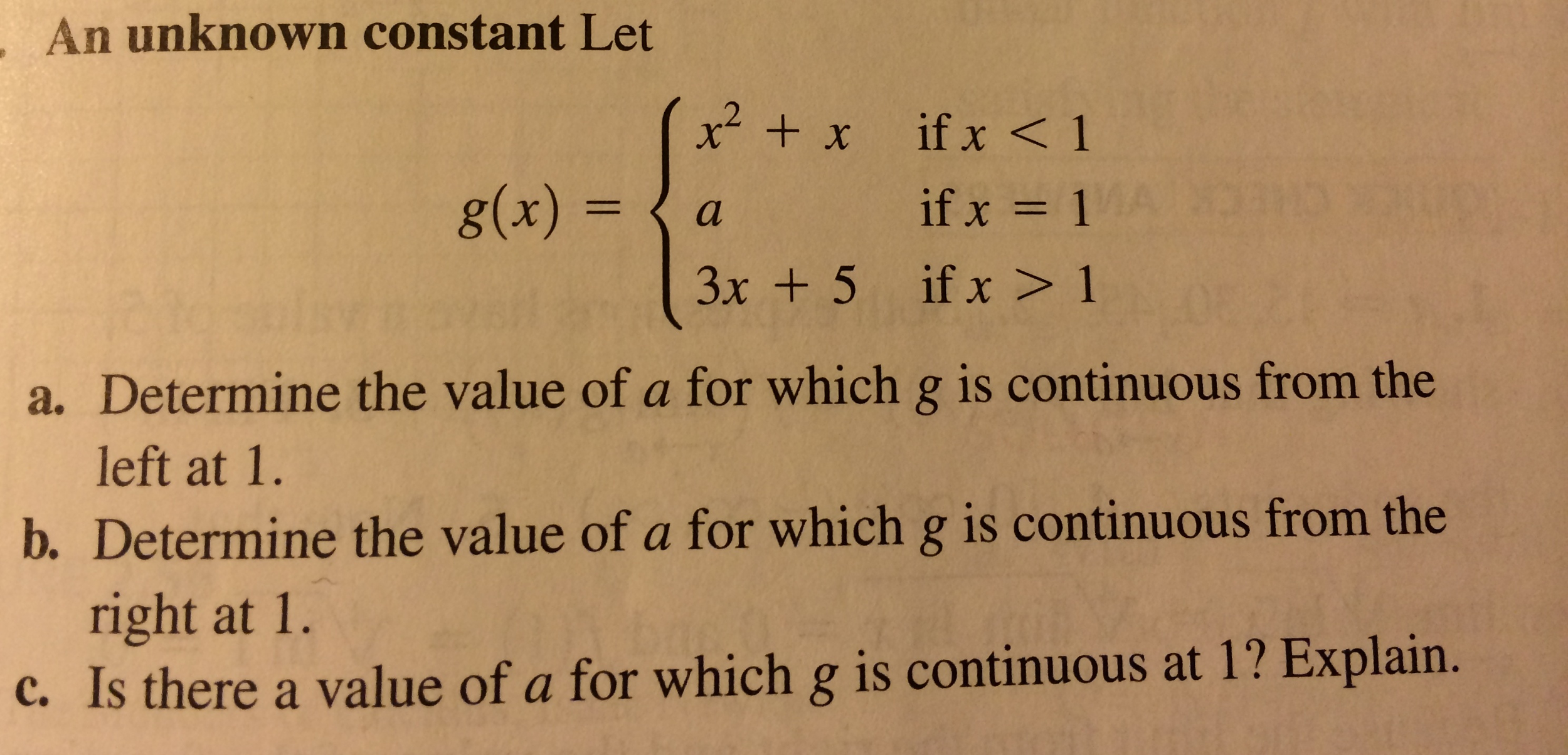 Solved An unknown constant Let Determine the value of a for | Chegg.com