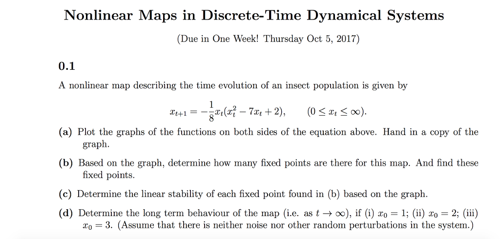 Solved Nonlinear Maps in Discrete-Time Dynamical Systems | Chegg.com