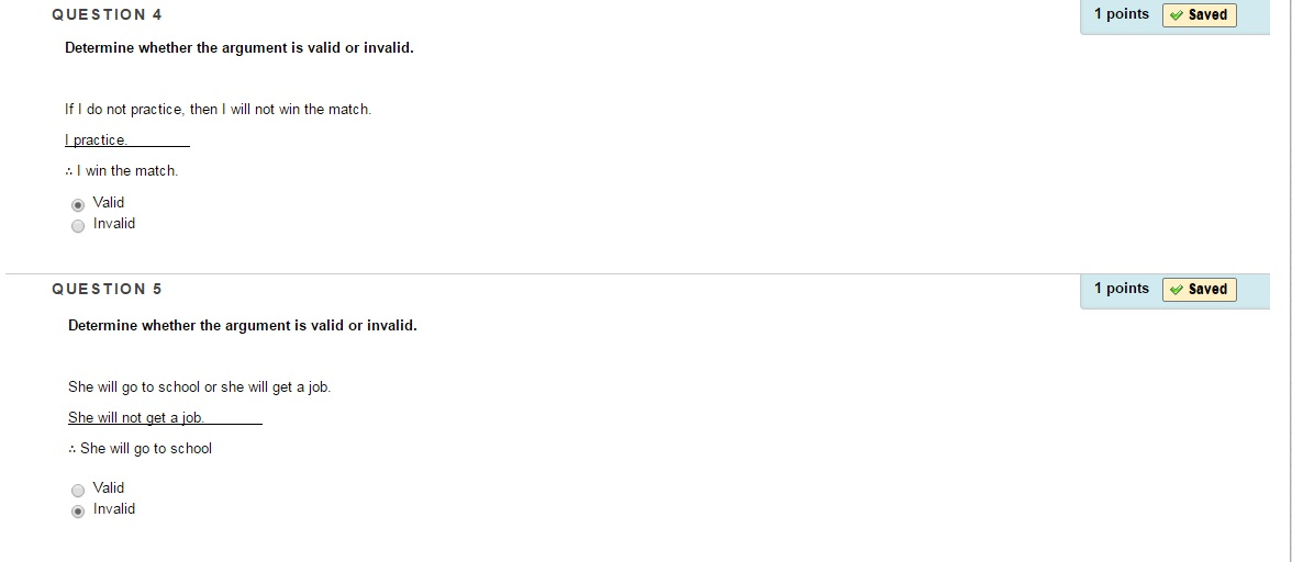 Solved Determine whether the argument is valid or invalid. | Chegg.com