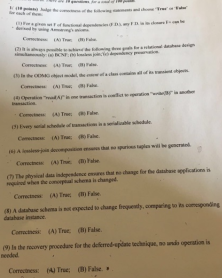 Solved 1c (10 points) hudge th for each of them correctness | Chegg.com
