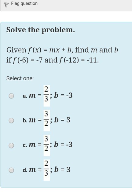 Solved P Flag question Solve the problem. Given f (x) - mx + | Chegg.com