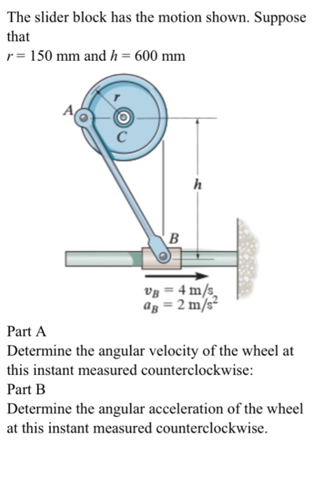 Solved The slider block has the motion shown. Suppose that | Chegg.com