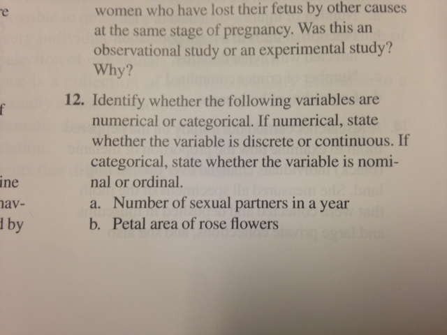 Solved Identify whether the following variables are | Chegg.com