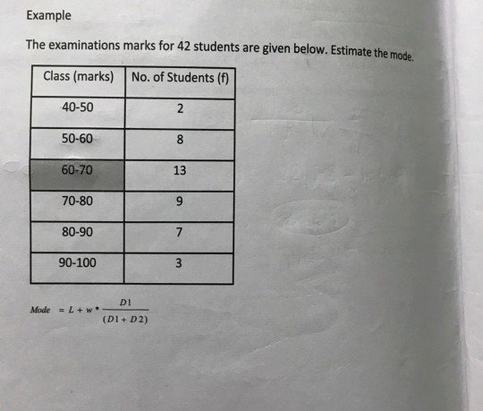 Solved Example The examinations marks for 42 students are | Chegg.com