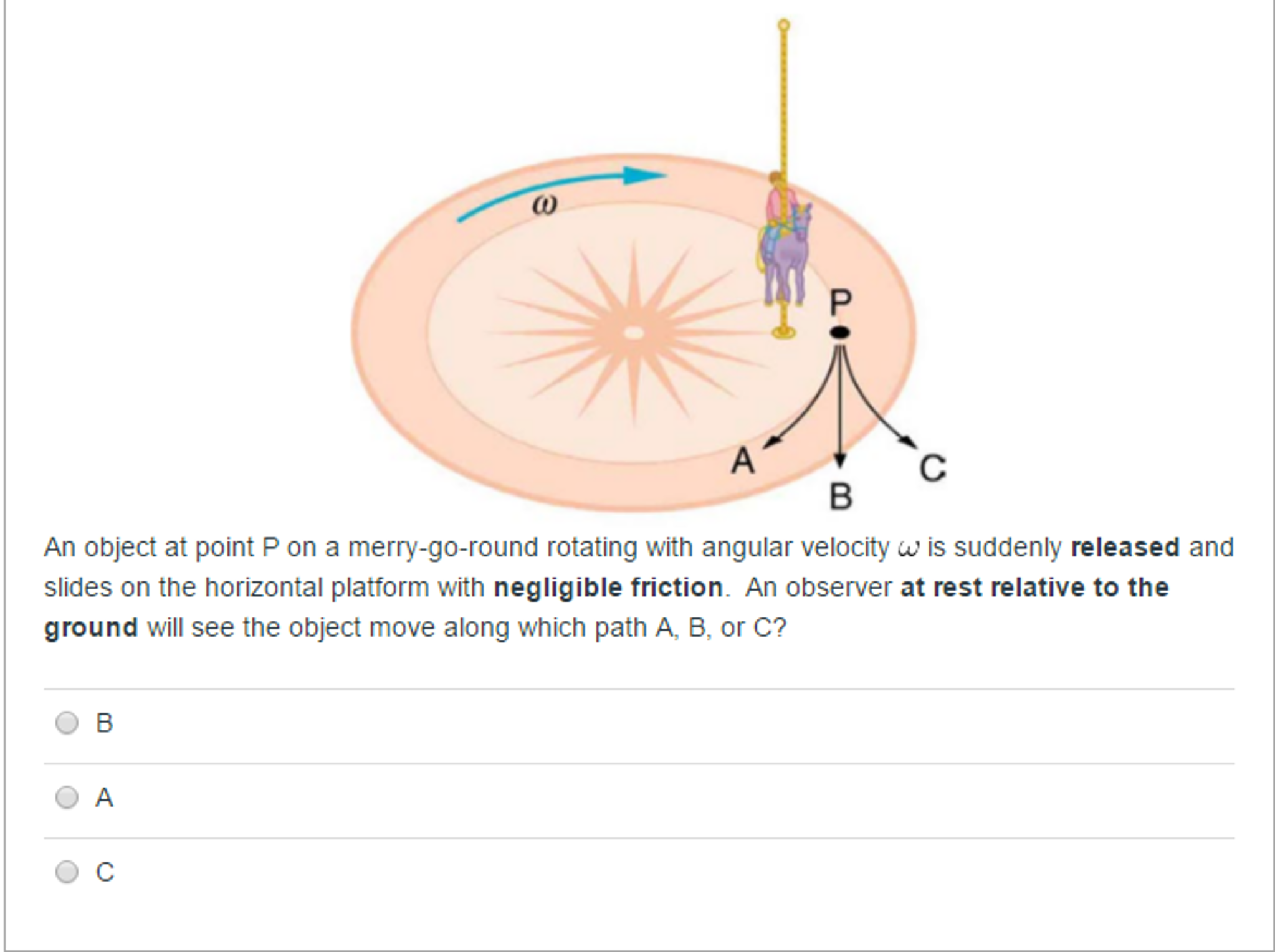 Solved An object at point P on a merry-go-round rotating | Chegg.com