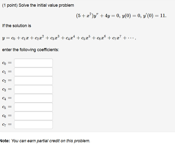 Solved (1 point) Solve the initial value problem (5 + z2)y" | Chegg.com