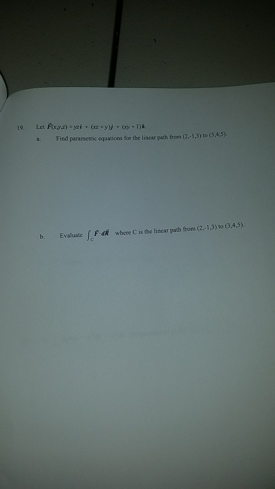 Solved Find parametric equations for the linear path from | Chegg.com