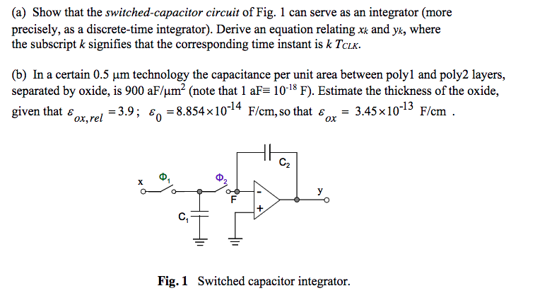 Solved A Show That The Switched Capacitor Circuit Of Fig