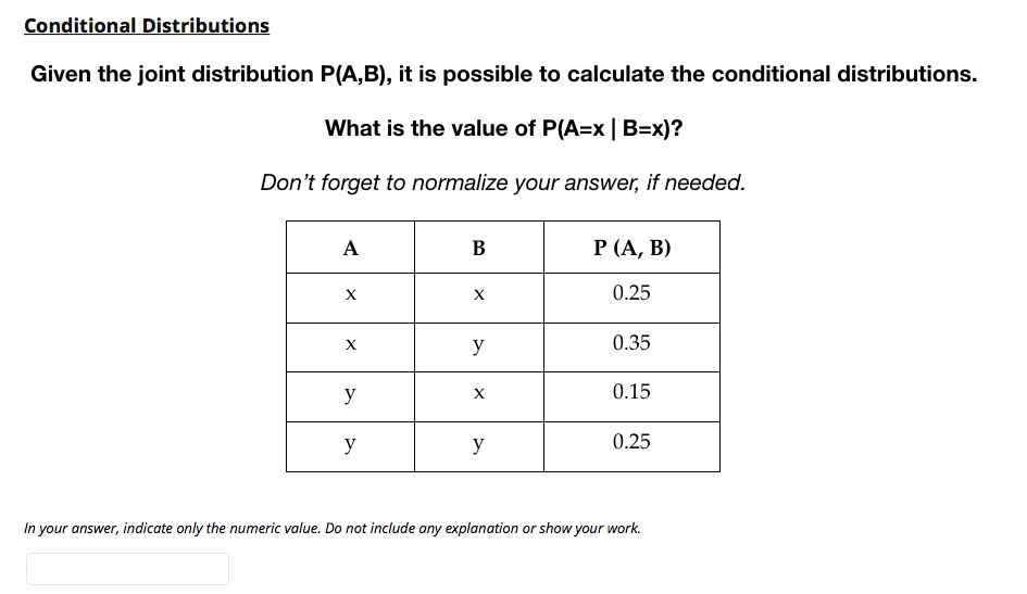 Solved Conditional Distributions Given the joint | Chegg.com