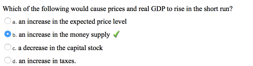 Solved Which of the following would cause prices and real | Chegg.com