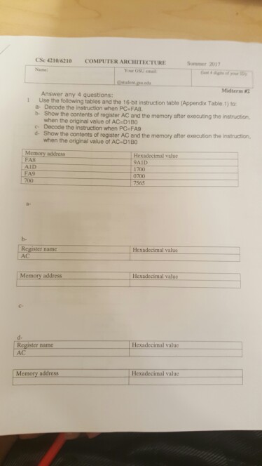 Use the following tables and the 16-bit instruction | Chegg.com