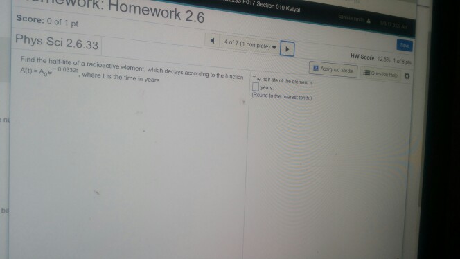 Solved 017 Section 019 Katyal Ework Homework 2 6 Score 0