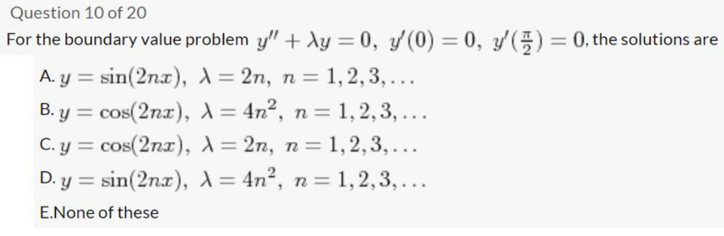 Solved For the boundary value problem y" + lambda y = 0, | Chegg.com