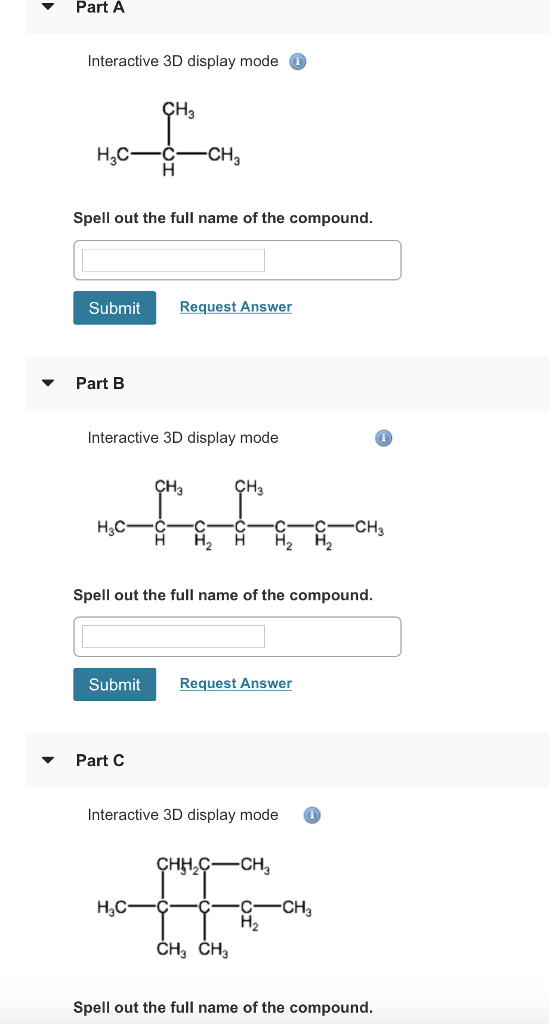 Solved Part A Interactive 3D display mode H3c CH Spell out | Chegg.com