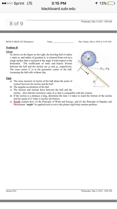 Solved As shown on the figure on the right, the bowling ball | Chegg.com