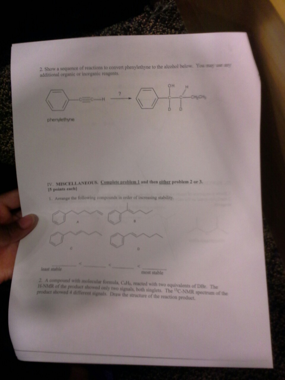 Solved Show a sequence of reactions to convert phenylethyne | Chegg.com
