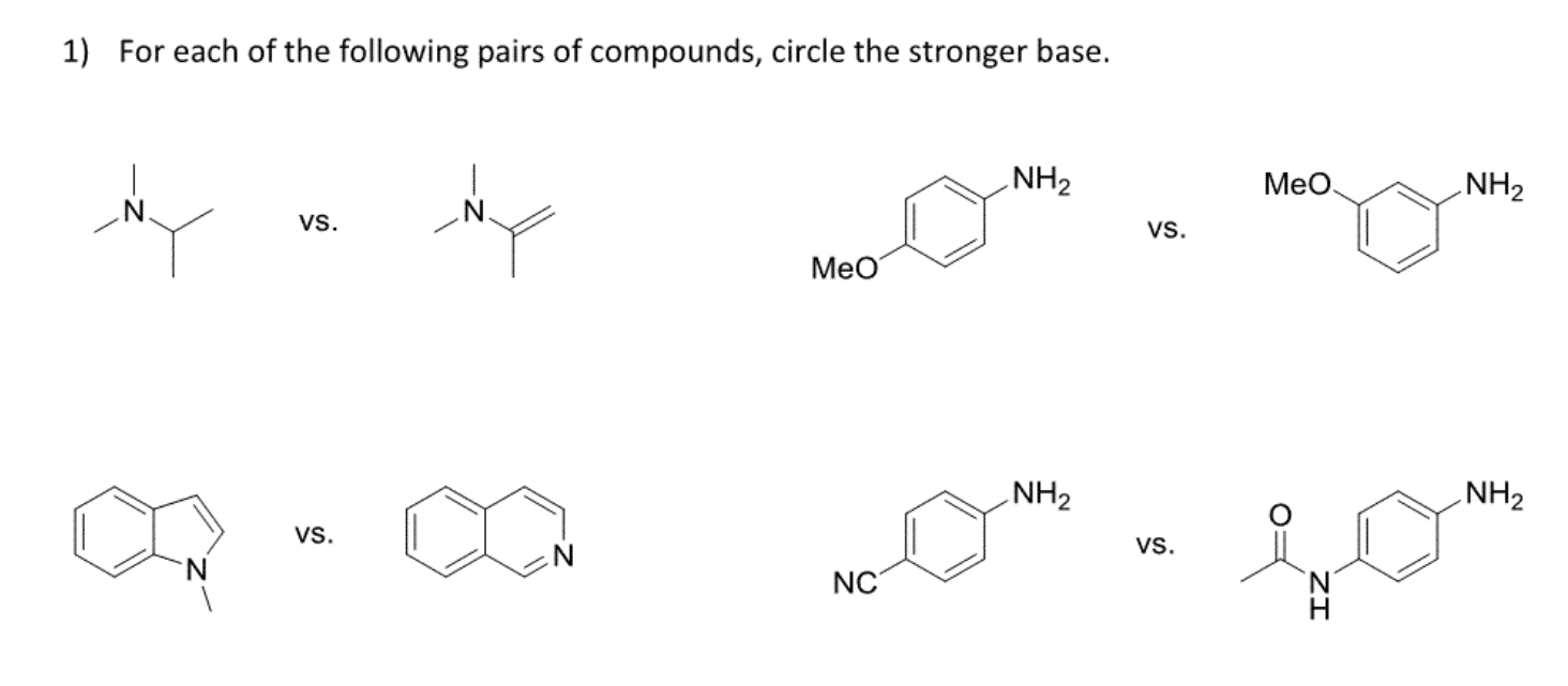 Solved For each of the following pairs of compounds, circle | Chegg.com
