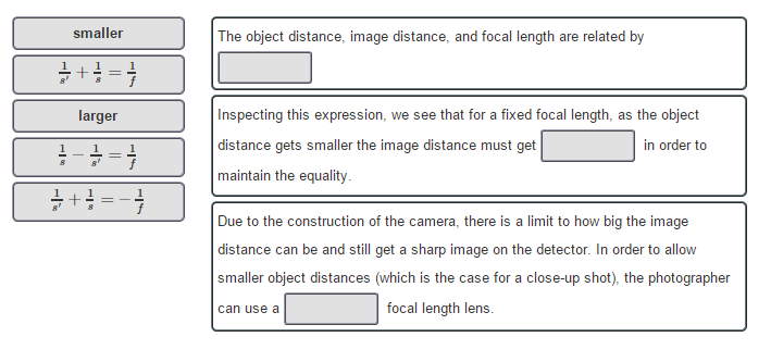 Solved The object distance, image distance, and focal length | Chegg.com