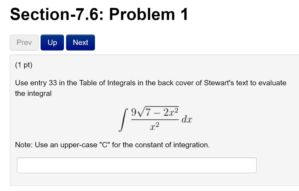 Solved Section-7.6: Problem 1 Prev Up Next (1 pt) Use entry | Chegg.com