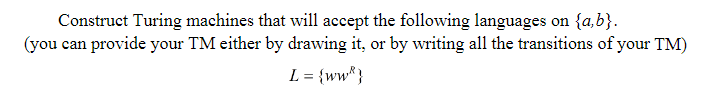 Solved Construct Turing machines that will accept the | Chegg.com