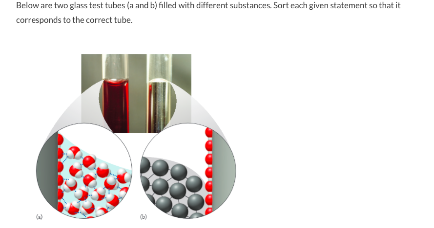 Solved Below are two glass test tubes (a and b) filled with | Chegg.com