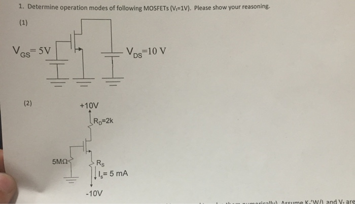 Solved Determine operation modes of following MOSFETs | Chegg.com