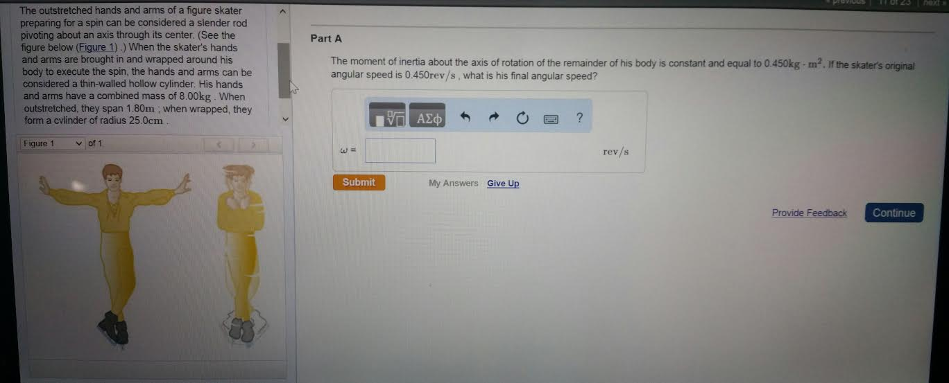 Solved The outstretched hands and arms of a figure skater | Chegg.com