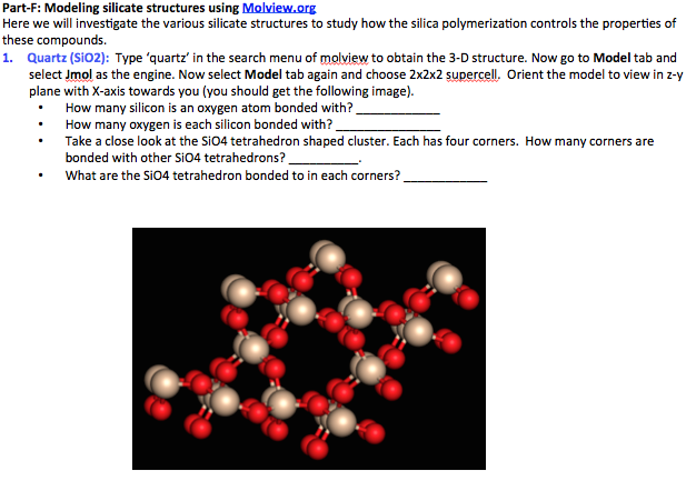 Solved Here we will investigate the various silicate | Chegg.com