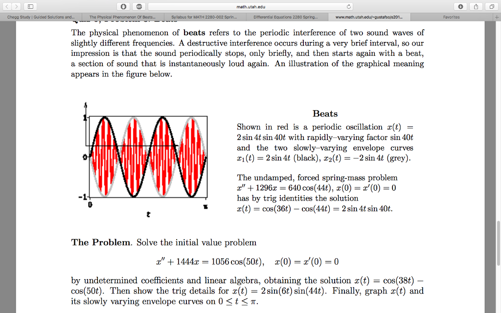 Solved The physical phenomenon of beats refers to the | Chegg.com