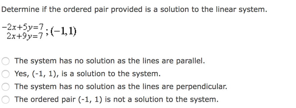 Solved Determine if the ordered pair provided is a solution | Chegg.com