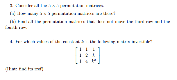 Solved Consider all the 5 times 5 permutation matrices. How | Chegg.com