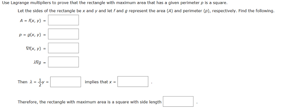 Solved Use Lagrange multipliers to prove that the rectangle | Chegg.com