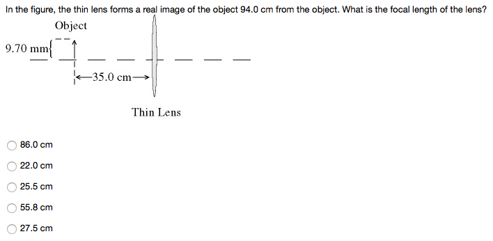 Solved In the figure, the thin lens forms a real image of | Chegg.com