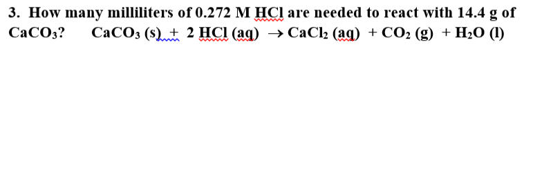 Solved 3. How many milliliters of 0.272 M HCI are needed to | Chegg.com