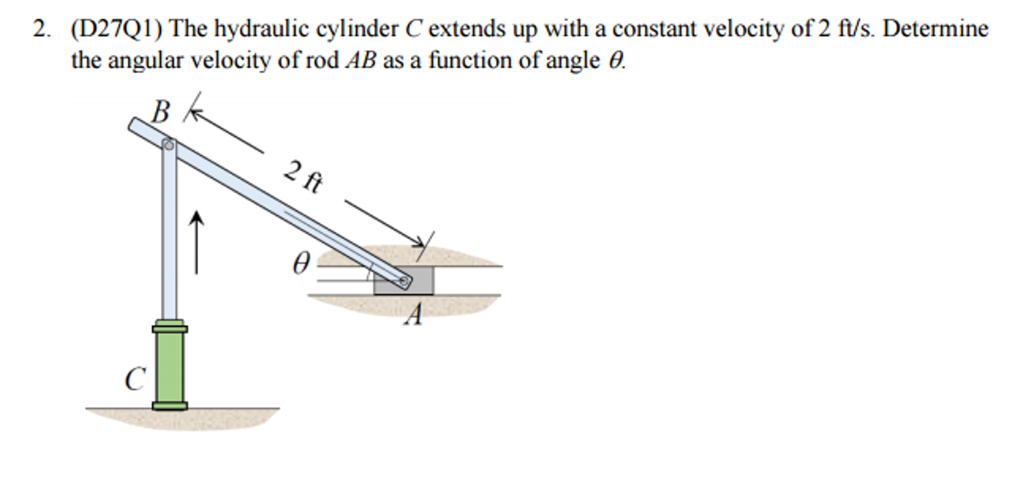 Solved The hydraulic cylinder C extends up with a constant | Chegg.com