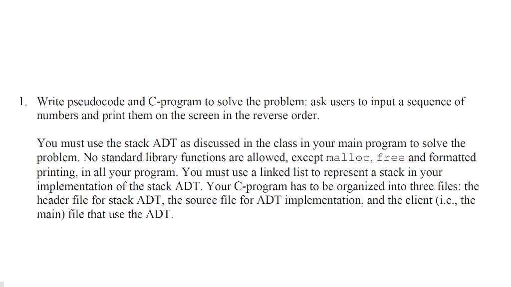 Solved C progrom The C program has to be organized into | Chegg.com