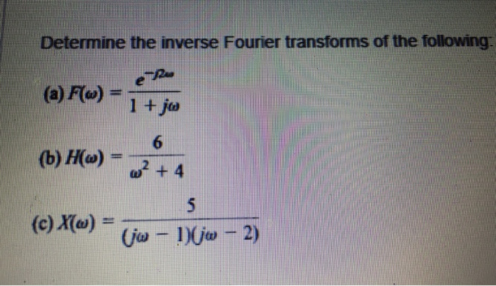 Solved Determine the inverse Fourier transforms of the | Chegg.com