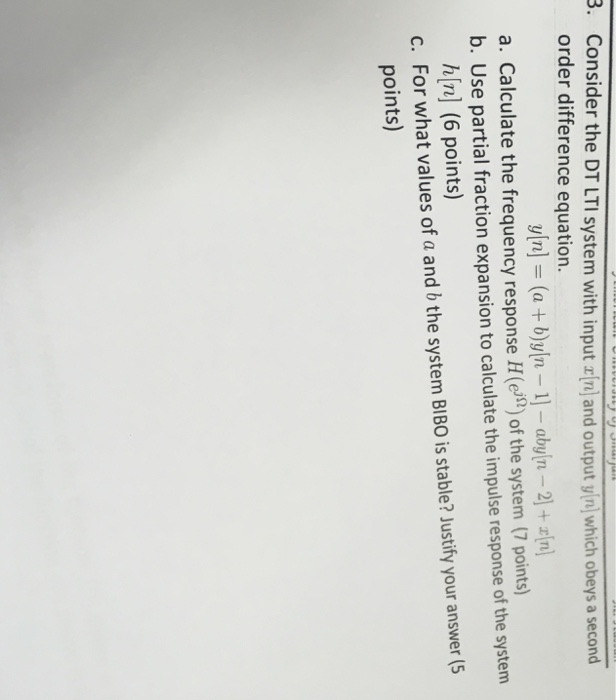 Solved Consider the DT LTI system with input x[n] and output | Chegg.com