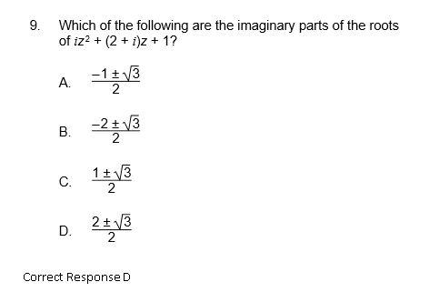 Solved Which of the following are the imaginary parts of the | Chegg.com