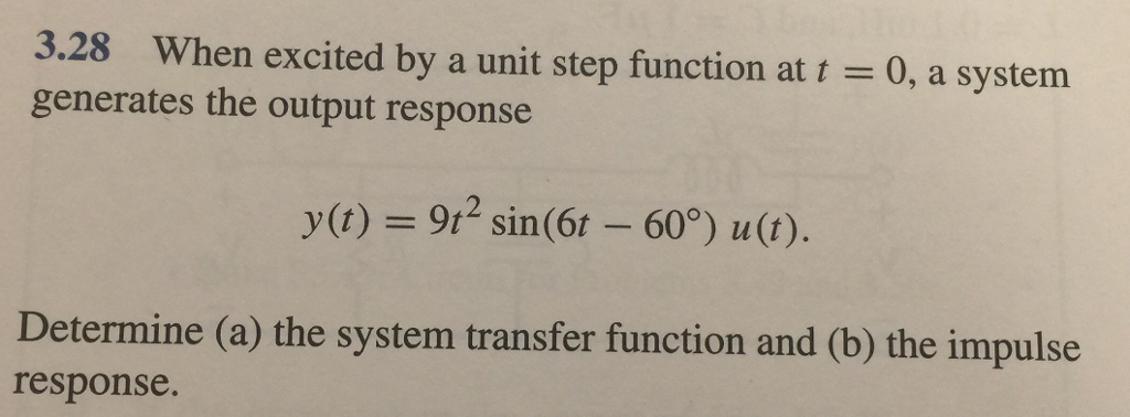 Solved When excited by a unit step function at t = 0, a | Chegg.com