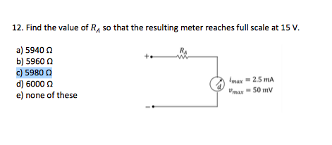 Solved 12. Find the value of RA so that the resulting meter | Chegg.com