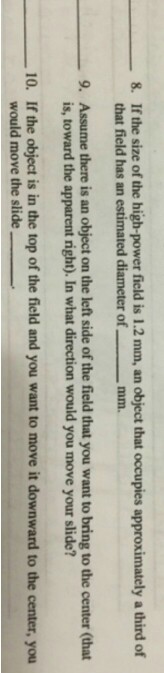 Solved 8. If the size of the high-power field is 1.2 mm, an | Chegg.com